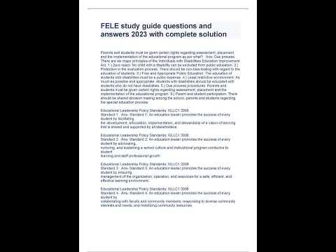 FELE study guide questions and answers 2023 with complete solution