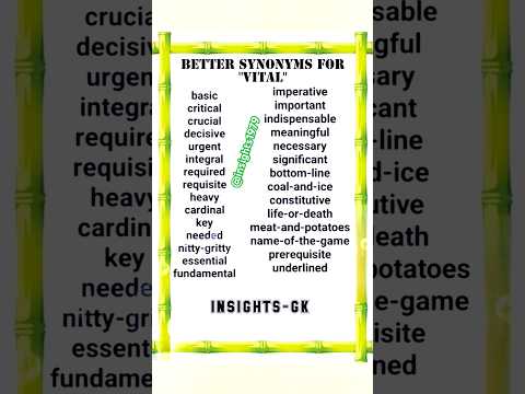 Better Synonyms for "Vital" I Vocabulary I English I #synonyms #vocabulary #english #insights1979