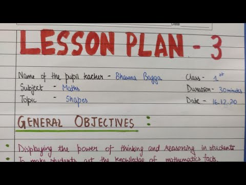 Maths Lesson Plan on Shapes (Class 1 to 5) for D el ed