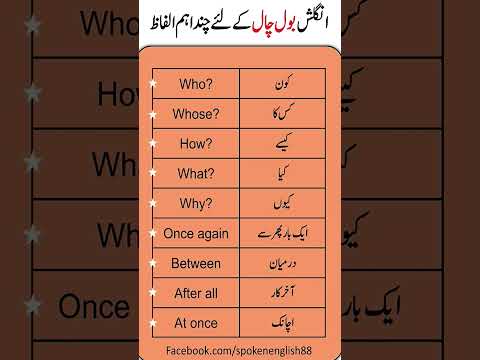 Important English Words for Speaking | Urdu to English
