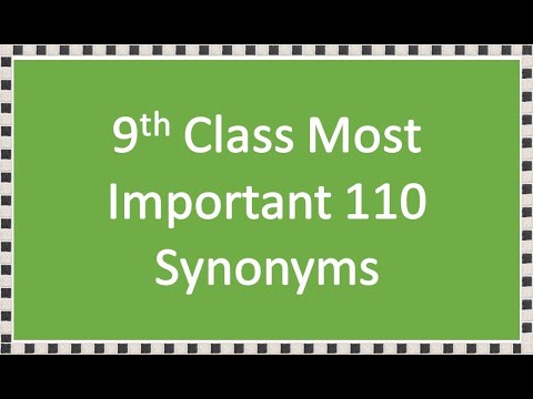 9th Class Most Important English Synonyms Vocabulary from Board Past Papers