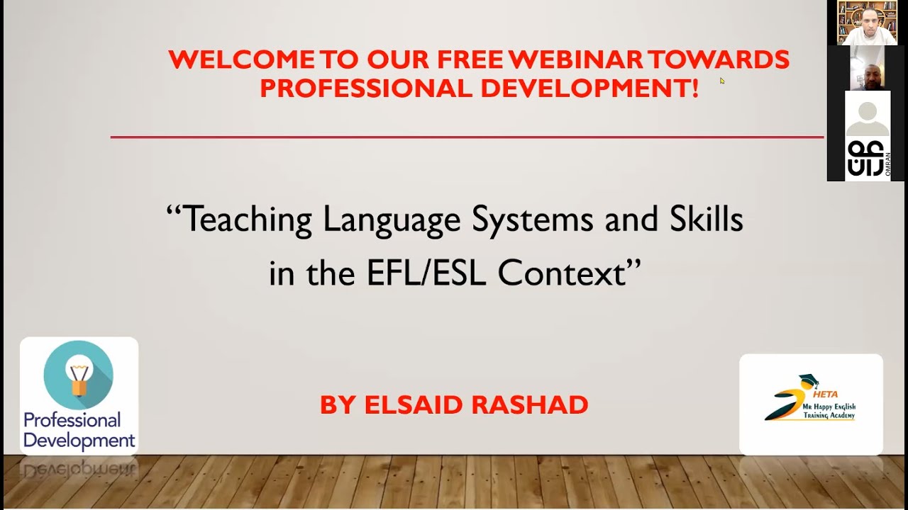 Workshop No 1 Teaching Language Systems and Skills in the EFL/ESL Context
