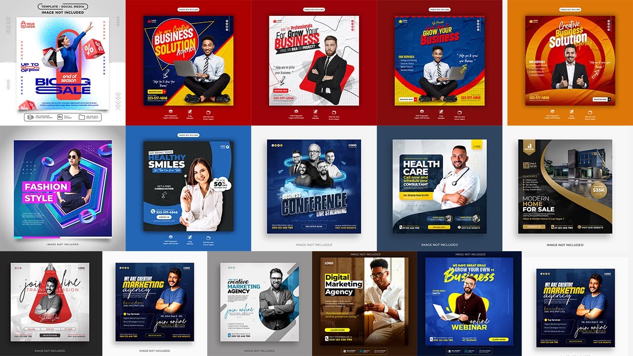 40+ Social Media  Banners Ads Ultimate Bundle  Photoshop Tutorial