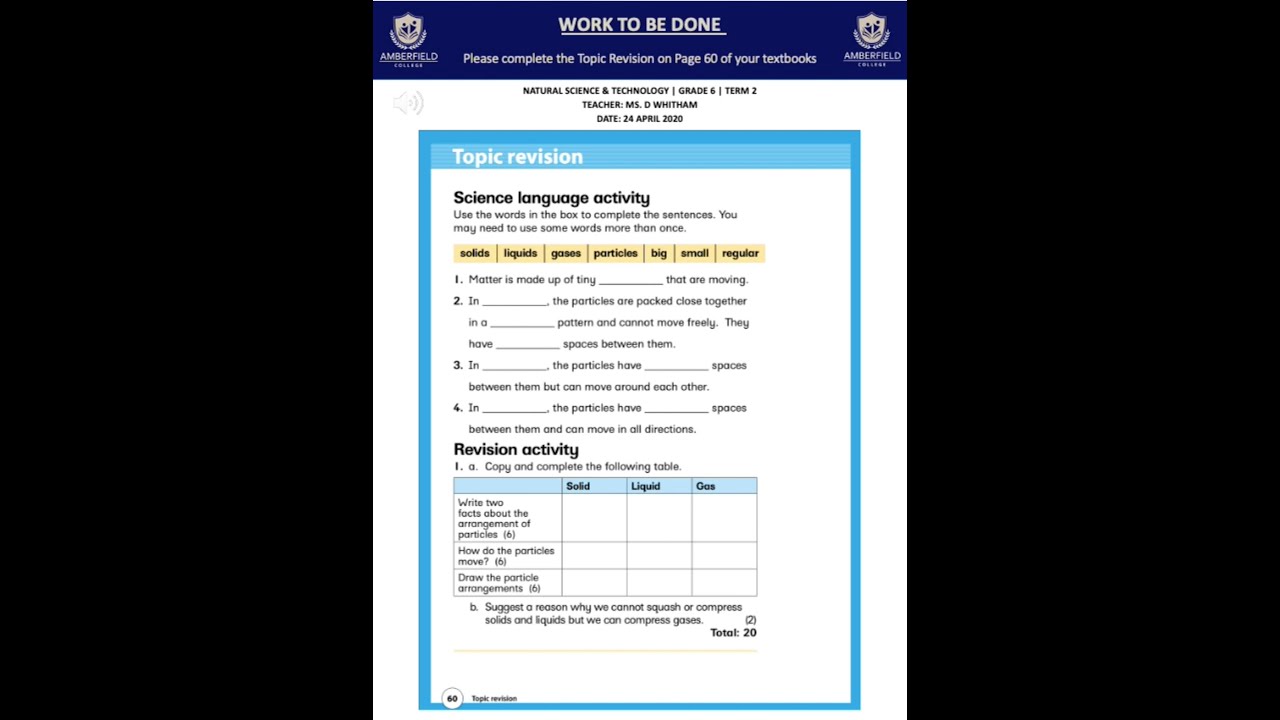 Lesson 5 - Natural Science and Technology Grade 6 (Online)(Submitted via WhatsApp) | 24 April 2020