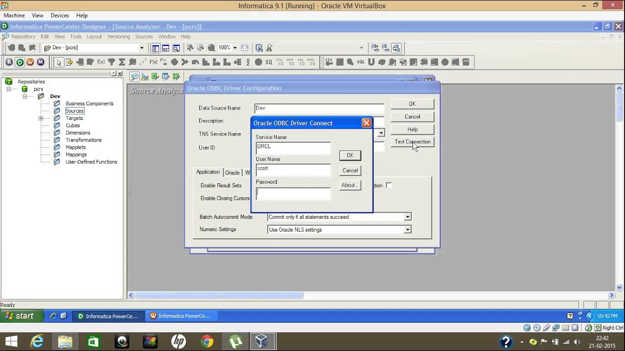 How to create ODBC connection in informatica