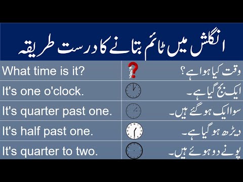 Telling the time in English with Urdu and Hindi Translation