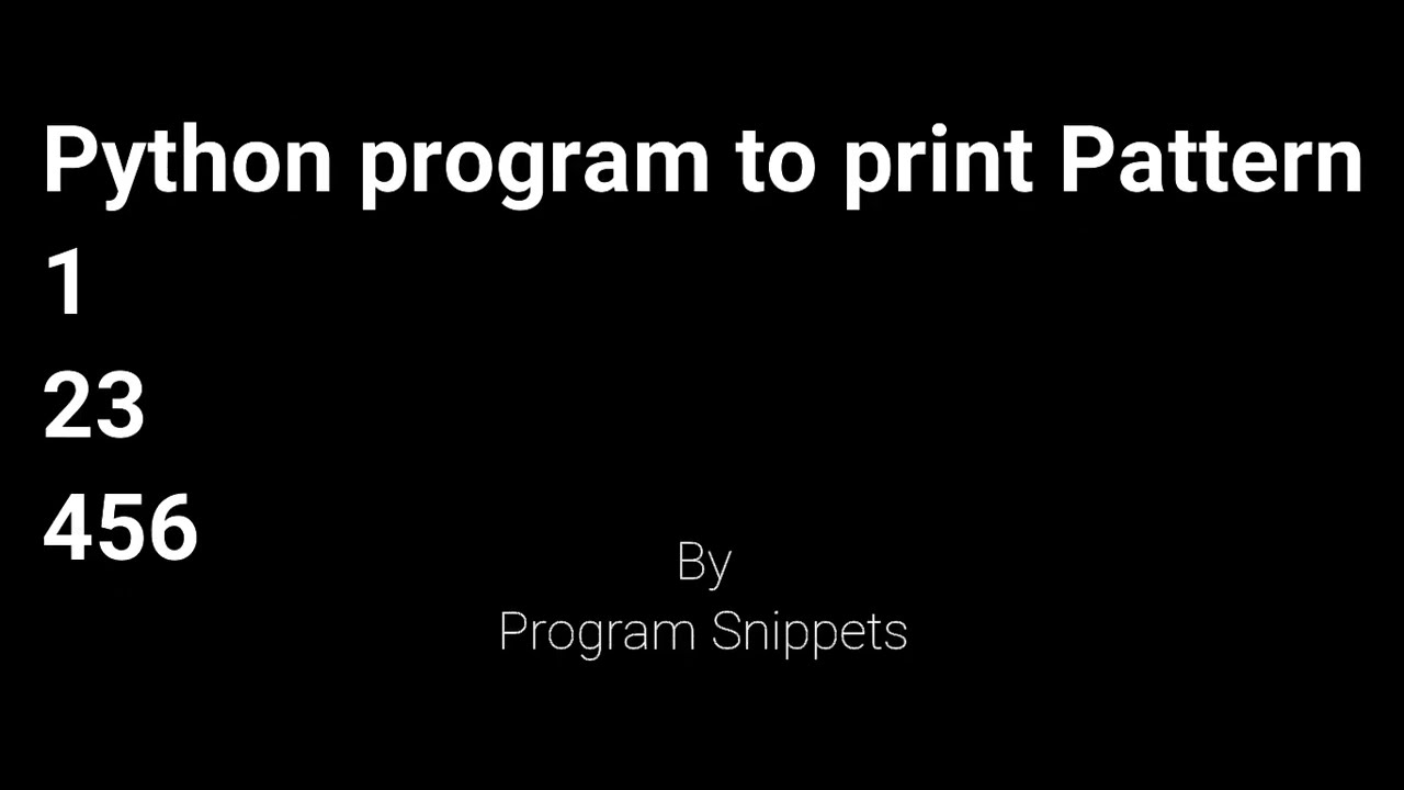 Python Program to print pattern 1 23 456