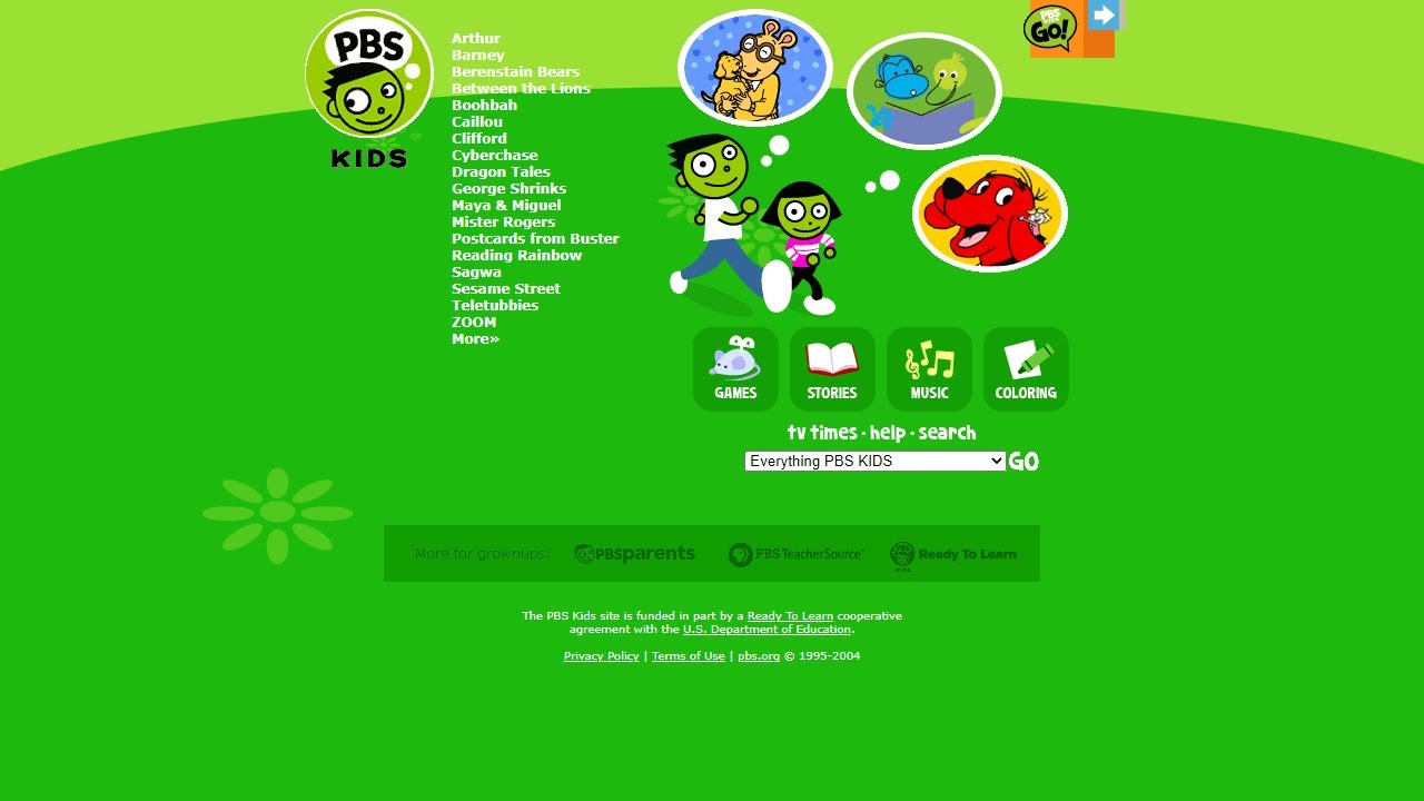 PBS Kids website in 2004
