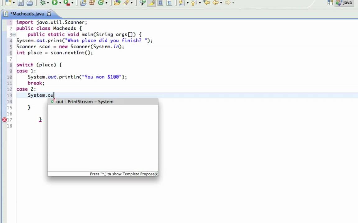 Java Lesson 10 | The Switch Statement