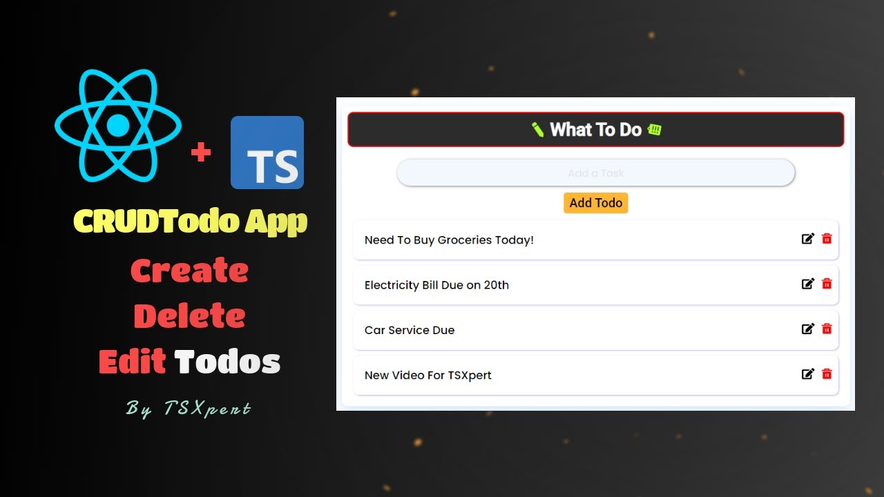 CRUD Todo App | React Typescript Project | Create TODO Web App With ReactJs + Typescript | Tutorial