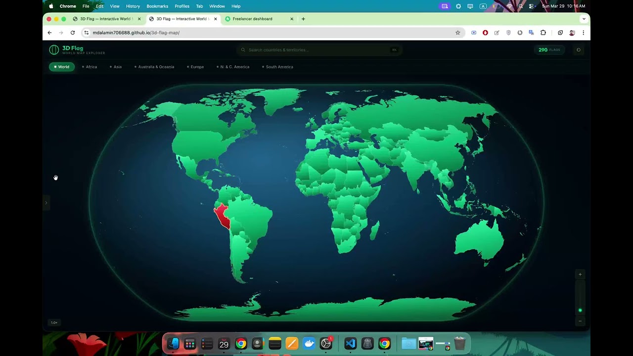 I Built a 3D Interactive World Map with Country Flags using JavaScript & D3.js