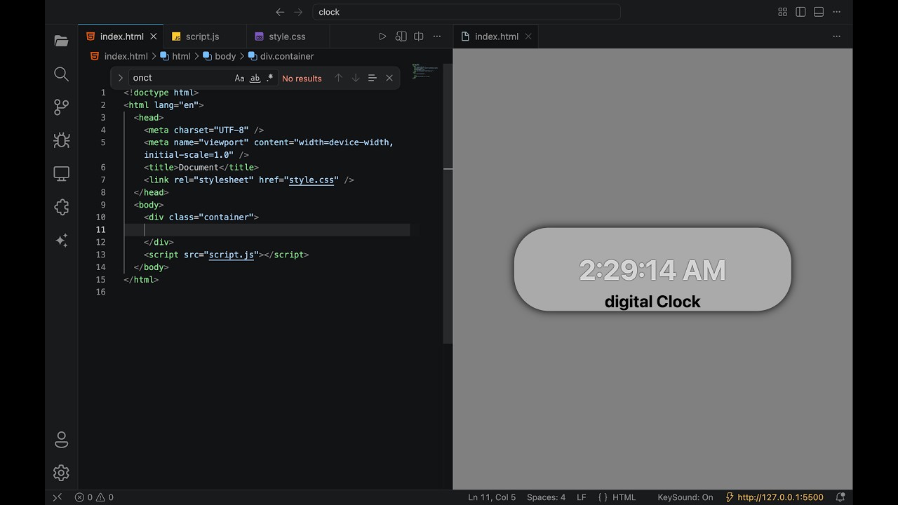 Build a Digital Clock Using HTML, CSS & JavaScript | Beginner Friendly