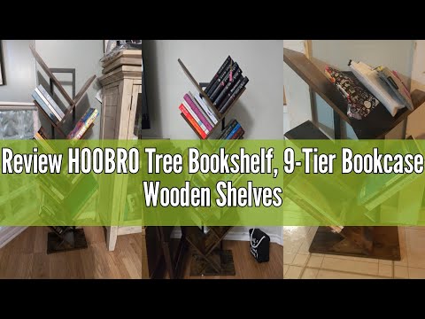 Review HOOBRO Tree Bookshelf, 9-Tier Bookcase Wooden Shelves, Floor Standing Storage Rack, for Displ