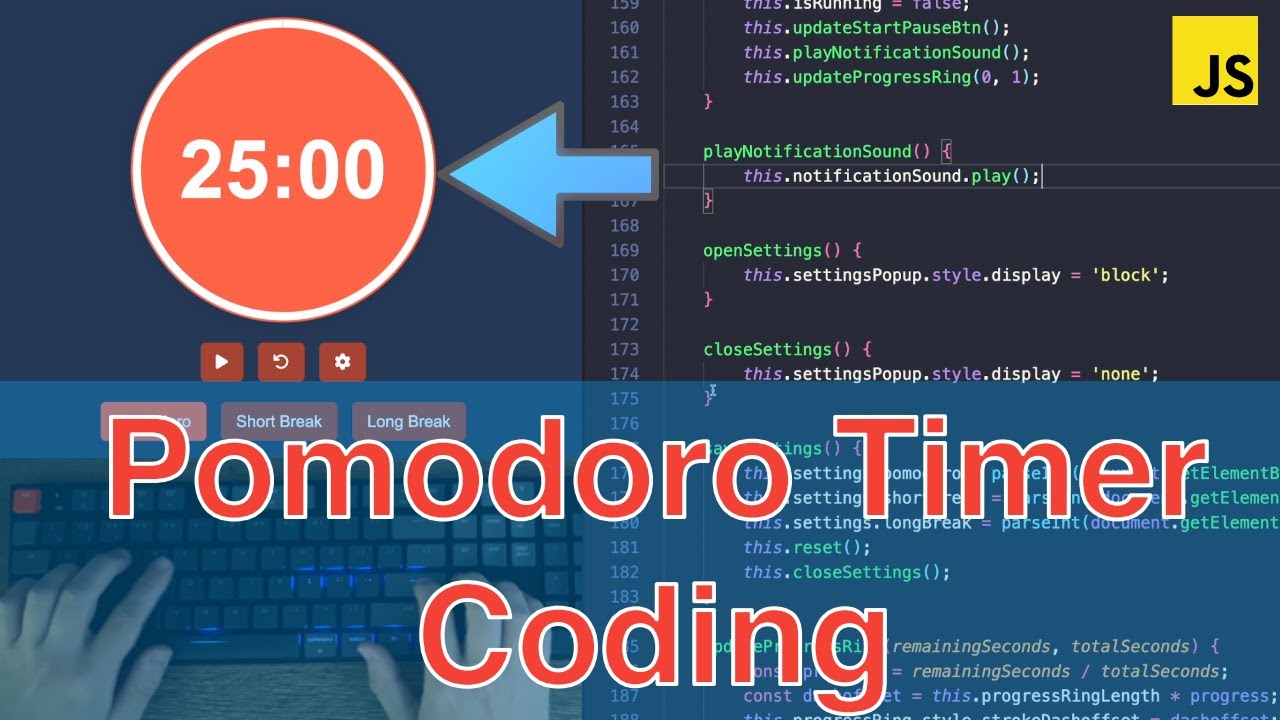 ASMR Programming - Pomodoro Timer with Settings using JavaScript - No Talking