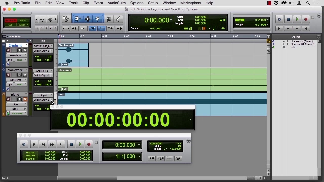 Learning ProTools 12 03 05 Window Layouts And Scroll Options