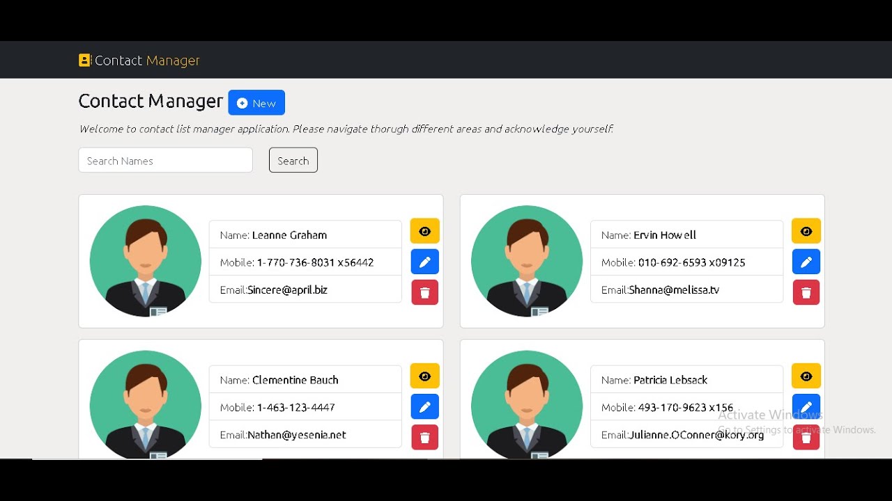 A Contact Manager Application Using React