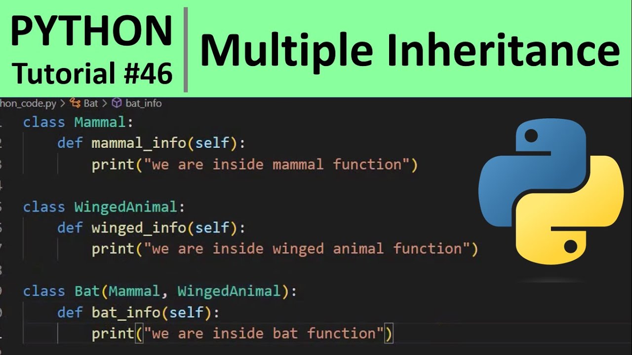 Python Tutorial #46 - Multiple Inheritance in Python with MRO (Method Resolution Order)