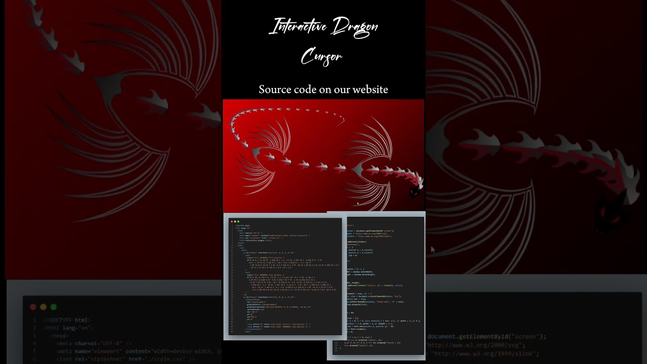 Interactive Dragon Cursor Effect Using HTML CSS JavaScript | Free Download Dragon Code #shorts