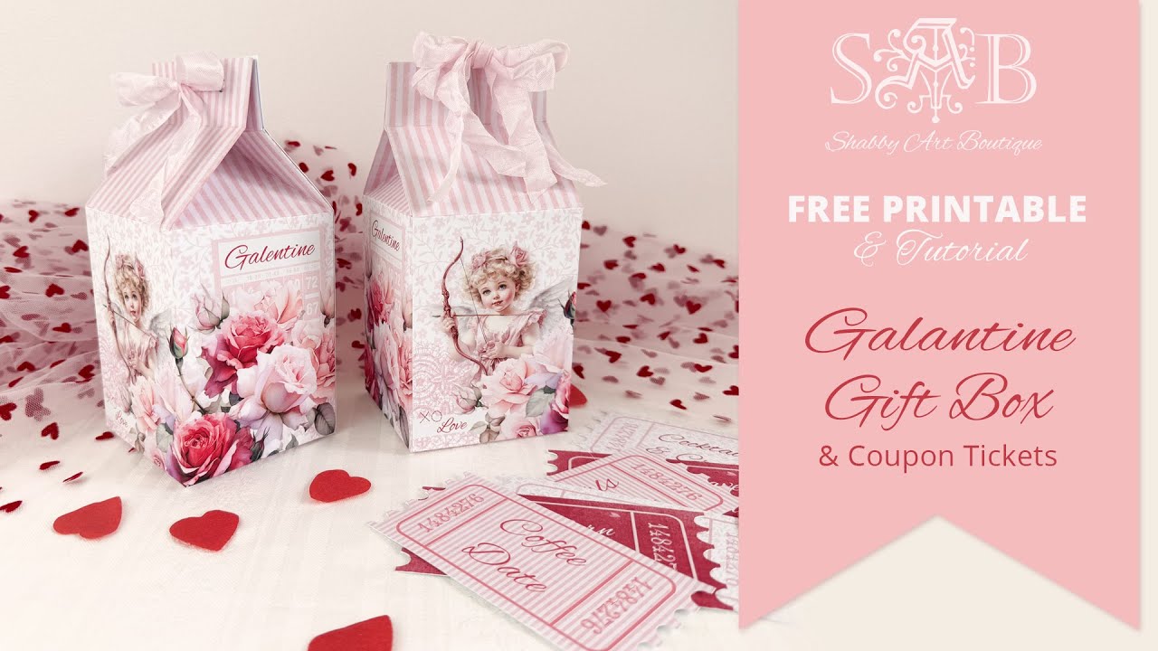 Galentine Gift Box Tutorial | Free Printable Milk Carton Gift Box for Friends