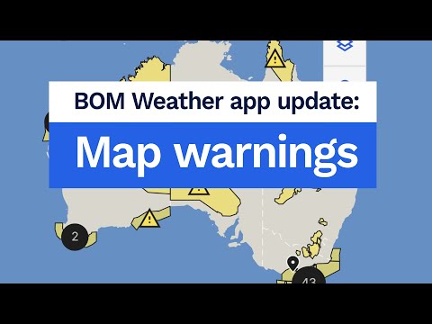 Warnings on the map in the BOM Weather app