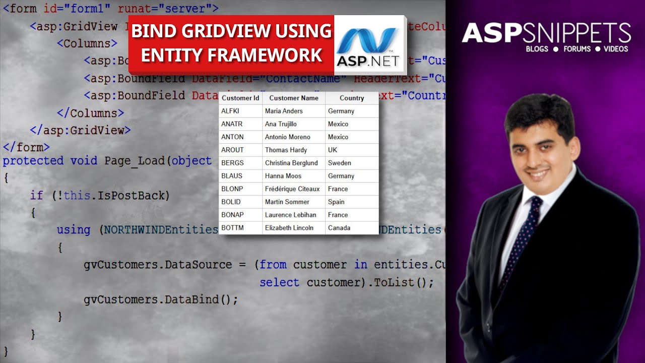 Populate GridView using Entity Framework in ASP.Net using C#