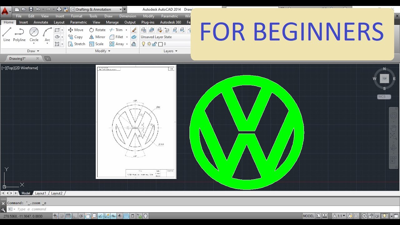 Autocad 2D Practice Drawing / Exercise 15/ Simple Tutorial