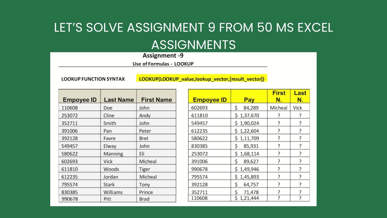 Assignment 9 - Let’s solve Assignment 9 from 50 ms excel assignments