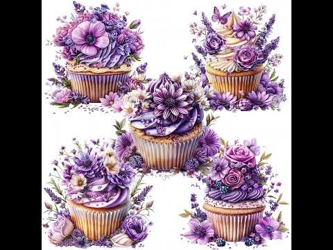 Lavender Cupcake Clipart Bundle - Luna Envy Co.