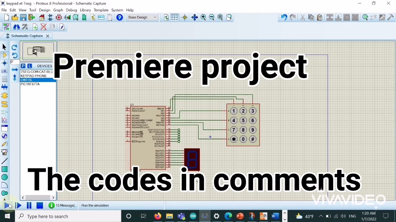 project keypad 3x4 with 7segment and LCD With code