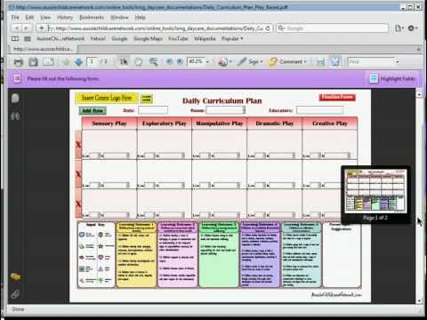 Part 3: EYLF Curriculum Plan: Understanding Daily Curriculum Plan Style - Online EYLF Tools