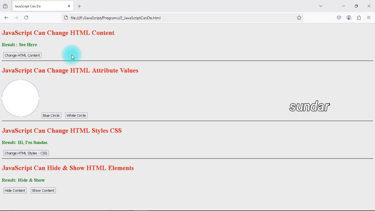 What Can JavaScript Do | JavaScript Can Change HTML Content | HTML Attribute Values | HTML Styles