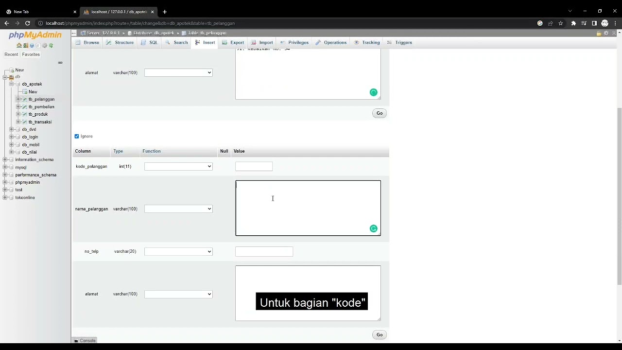 Membuat Database Apotek dengan phpMyAdmin