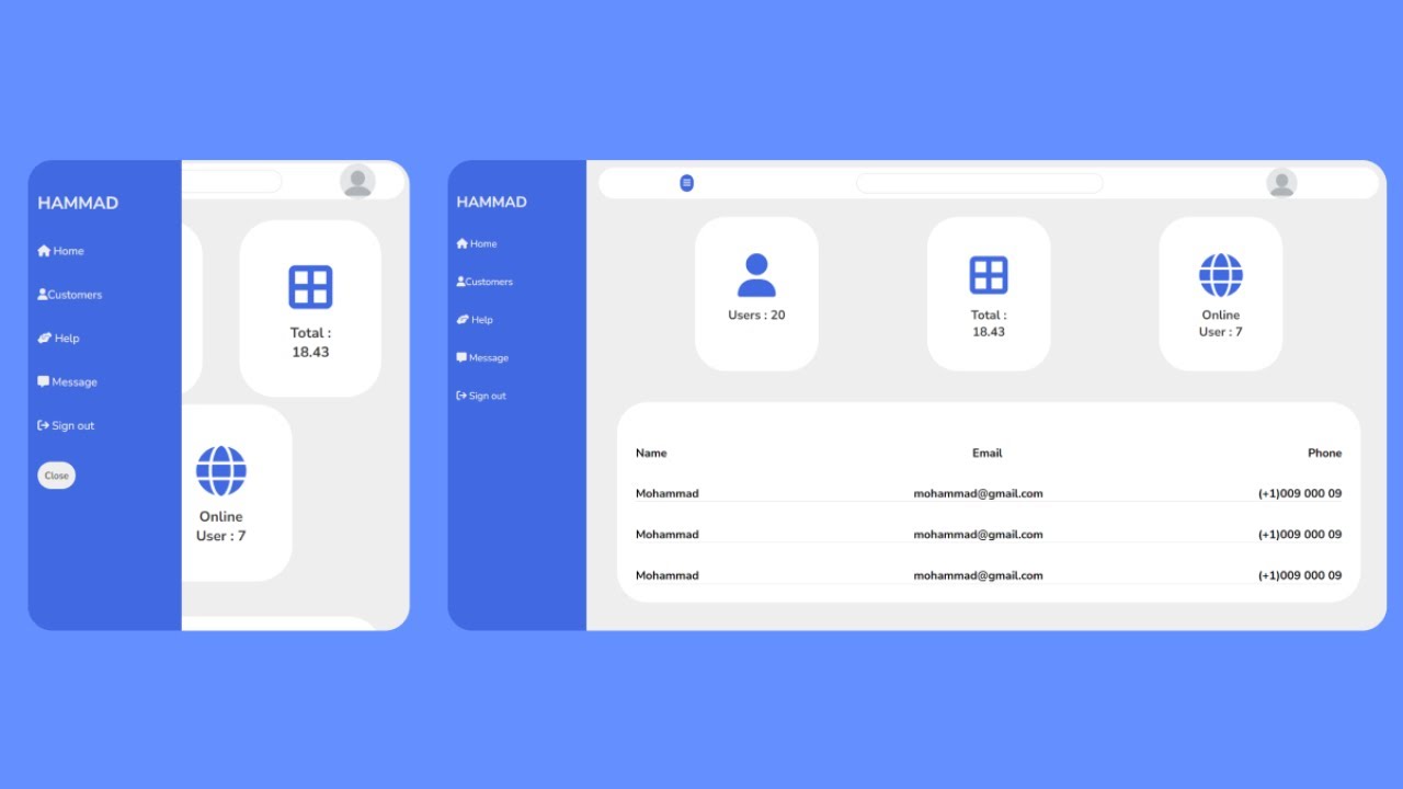 Simple Admin Dashboard Tutorial with HTML, CSS, and JavaScript