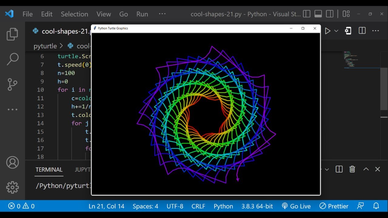 Python Turtle Graphics - 31 | Cool Shape Drawing | Python Turtle Coding Video | Learnonpy |