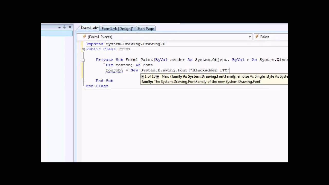 Visual Basic 2008 Tutorial ~ Drawing Simple Graphic Text