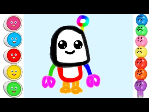 how to draw a robot and color it / coloring Pages for kids