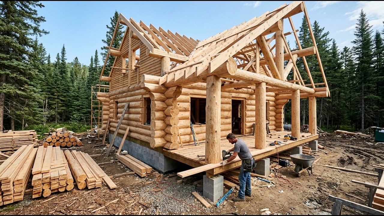 Single Dad Builds an Incredible Dream Cabin Alone in the Forest | Start to Finish @LifeontheMoose