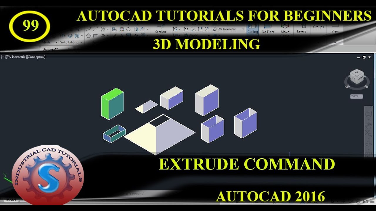 EXTRUDE COMMAND 3D MODELING || BASIC TUTORIALS FOR BEGINNERS || AUTO CAD 2016