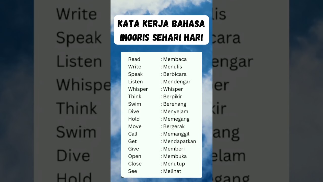 kata kerja bahasa inggris sehari hari