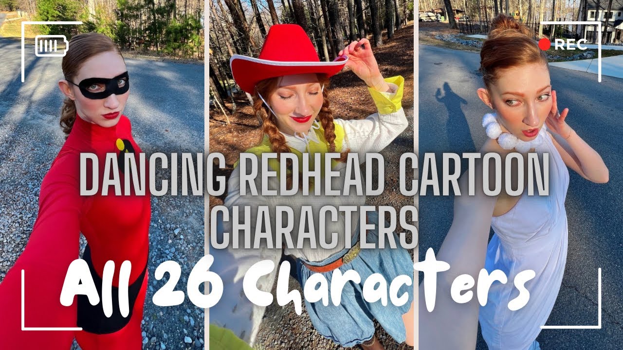DANCING REDHEAD CARTOON CHARACTERS - COMPLETE COLLECTION! 26 characters total!