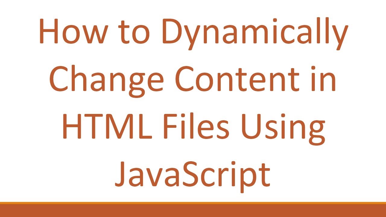 How to Dynamically Change Content in HTML Files Using JavaScript
