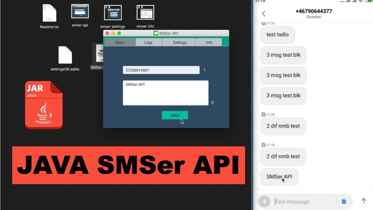 SMS JAVA Application. JAR app with API connection.