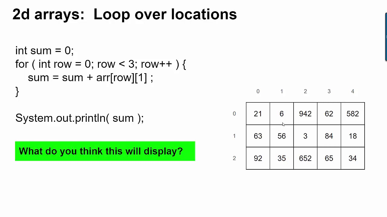 2d Array Quiz Practice