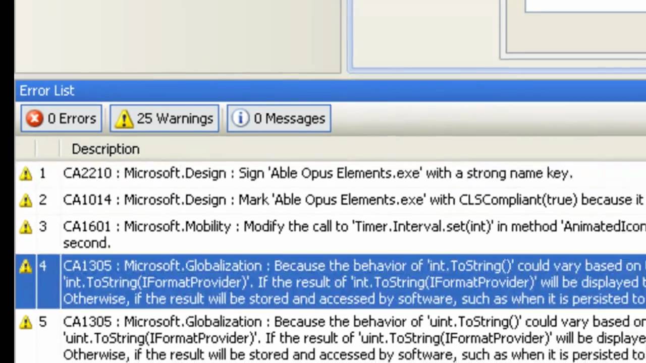 Code Analysis  (Visual Studios)