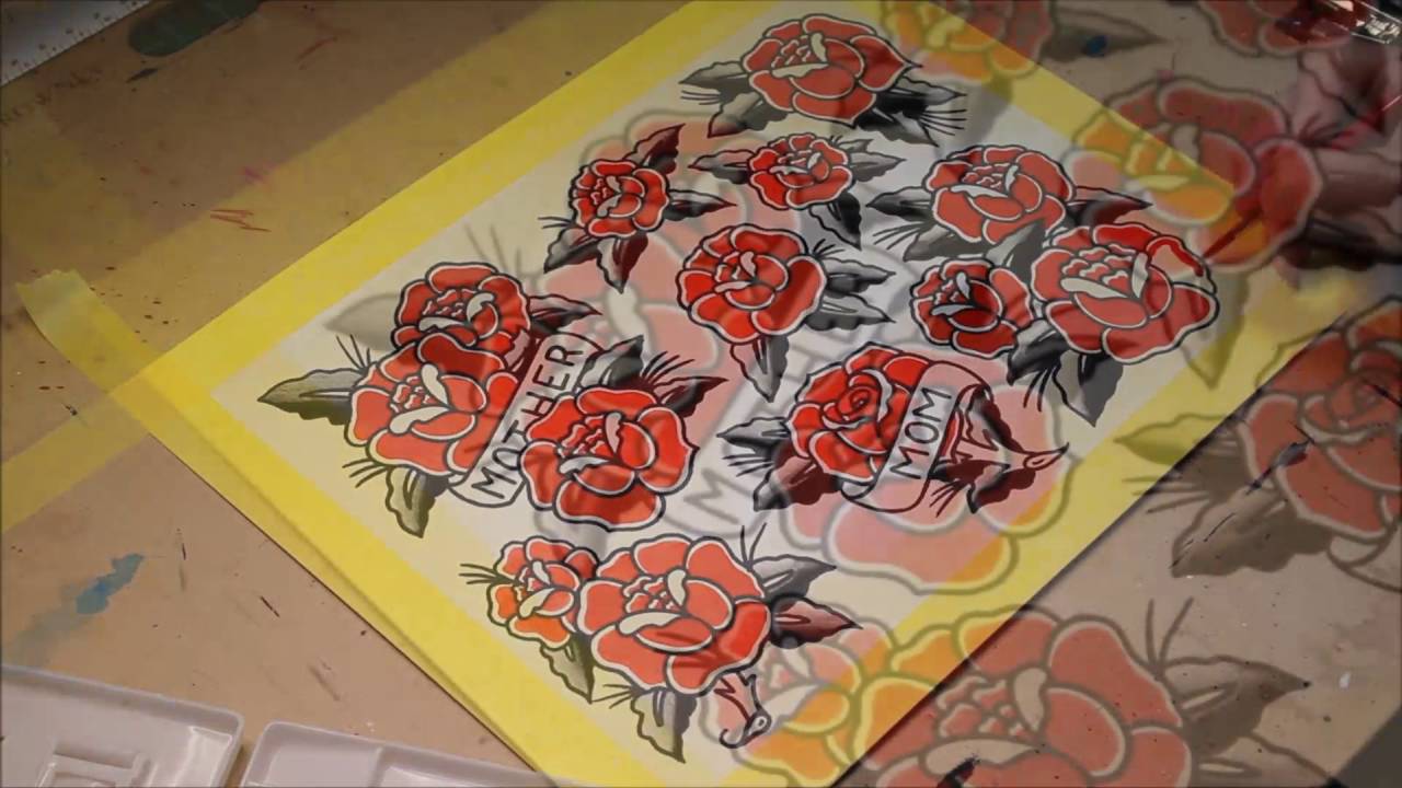 Sailor Jerry Style Roses - Tattoo Flash Painting