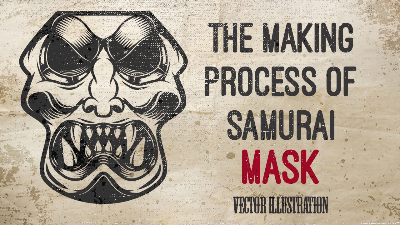 Samurai mask. Speed art vector drawing