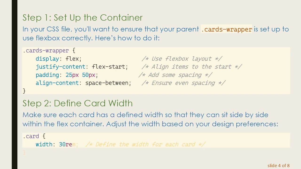 How to Properly Stack Cards Side by Side with CSS