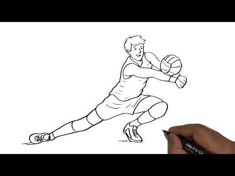 How to draw a Volleyball player. Drawing Volleyball player.
