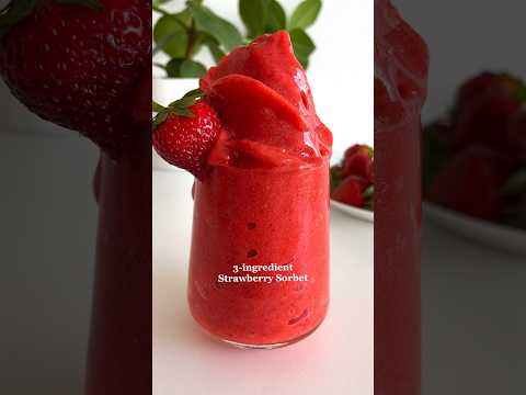 3-ingredient Strawberry Sorbet???? #healthydessert #easyrecipes #healthyrecipes