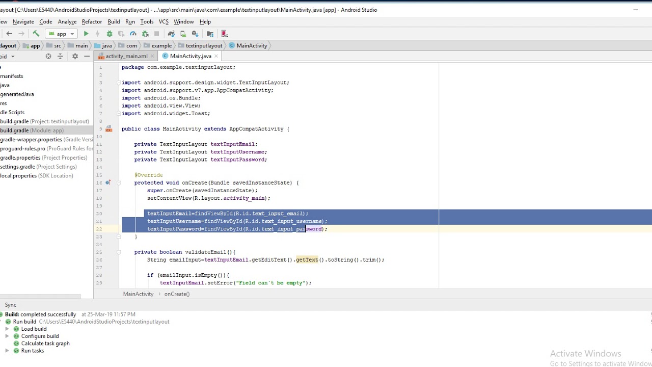 Textinputlayout in android studio